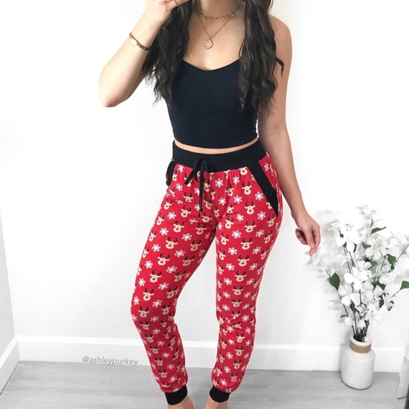 No Boundaries | Intimates & Sleepwear | Red And Black Reindeer ...